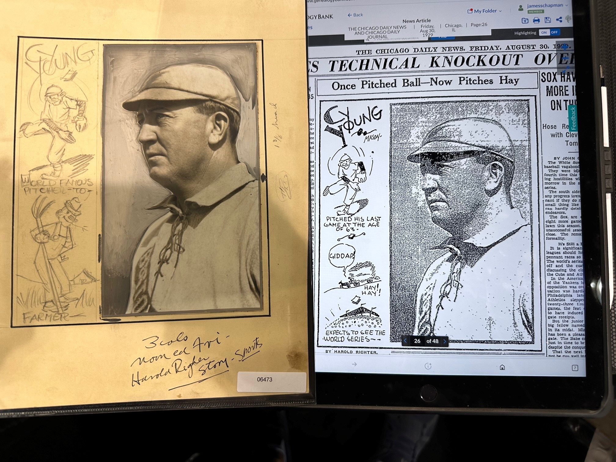 1908 Cy Young portrait – The Chapman Deadball Collection